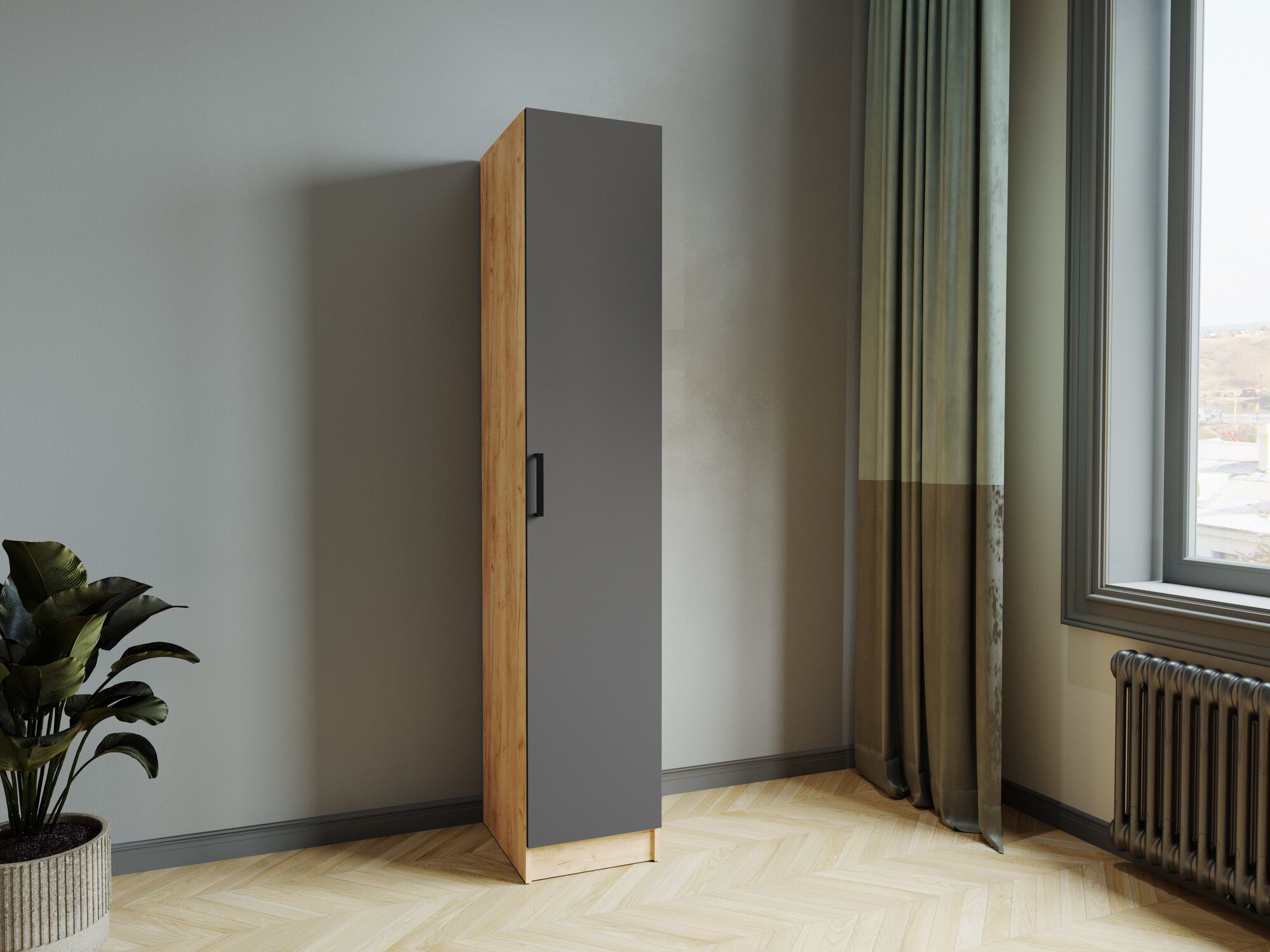 Пенал Ларс (0,4) дуб крафт золотой/графит серый (Микон)