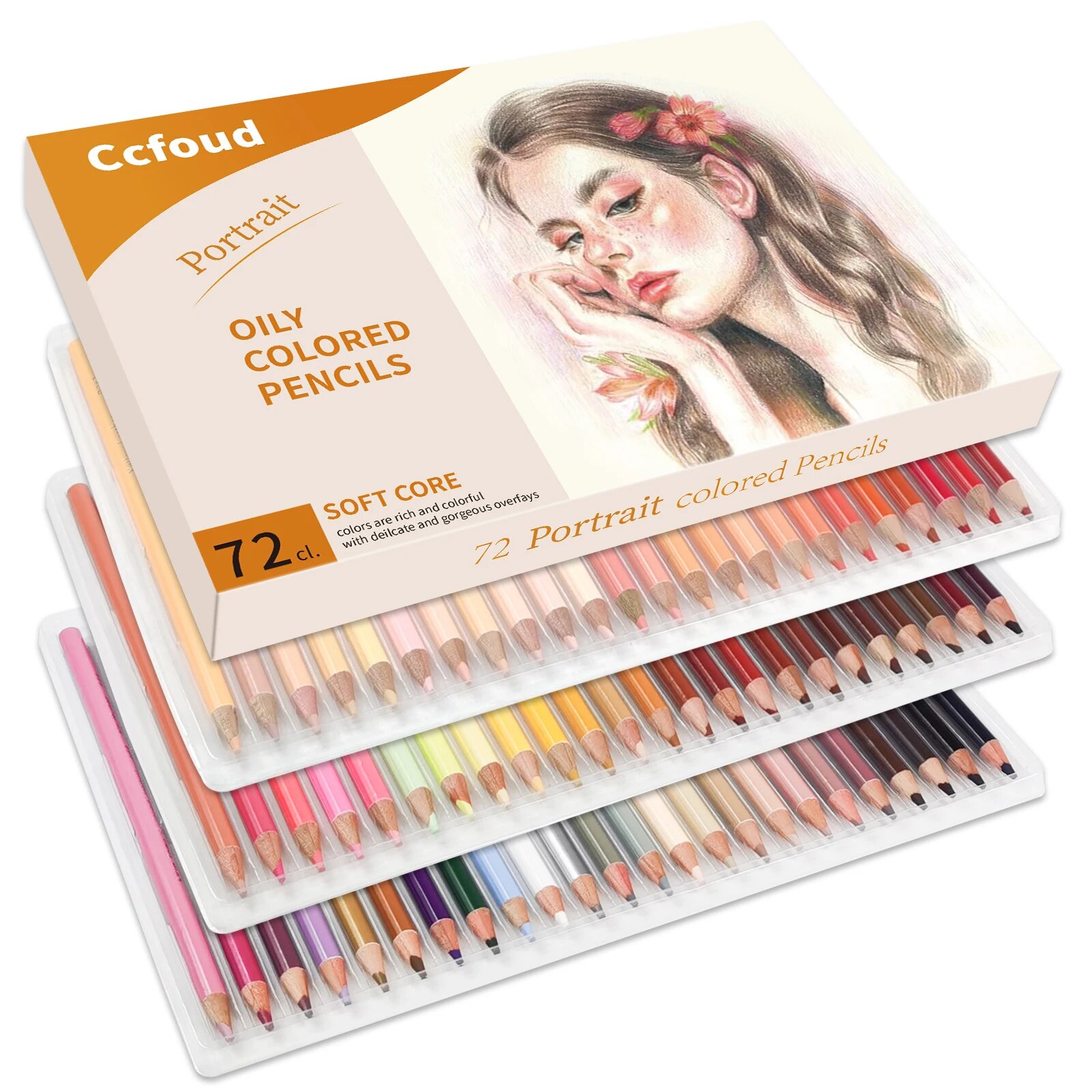 Цветные карандаши Ccfoud 72 Portrait, оил-кор