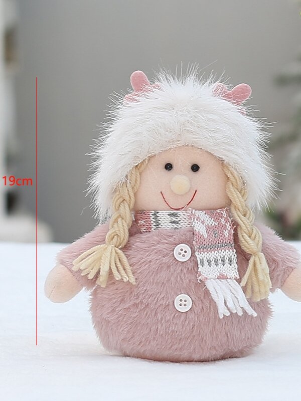 Новогодняя игрушка под елку Олененок, новогодняя мягкая игрушка вязаная, текстиль, розовая, девочка высота 20