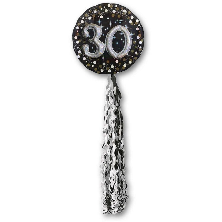 Подвеска-серпантин КНР для шара бело-черная 86 см, бумага тишью