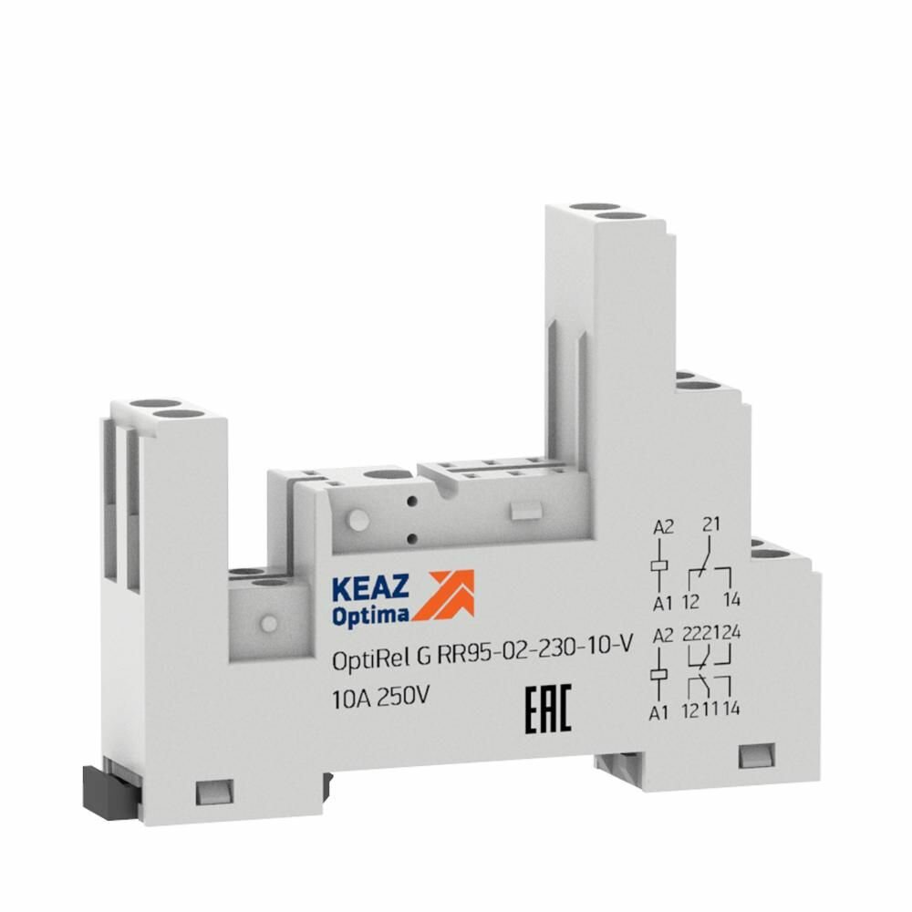 Розетка для реле КЭАЗ OptiRel G RR95-02-230-10-V, монтаж на DIN рейку