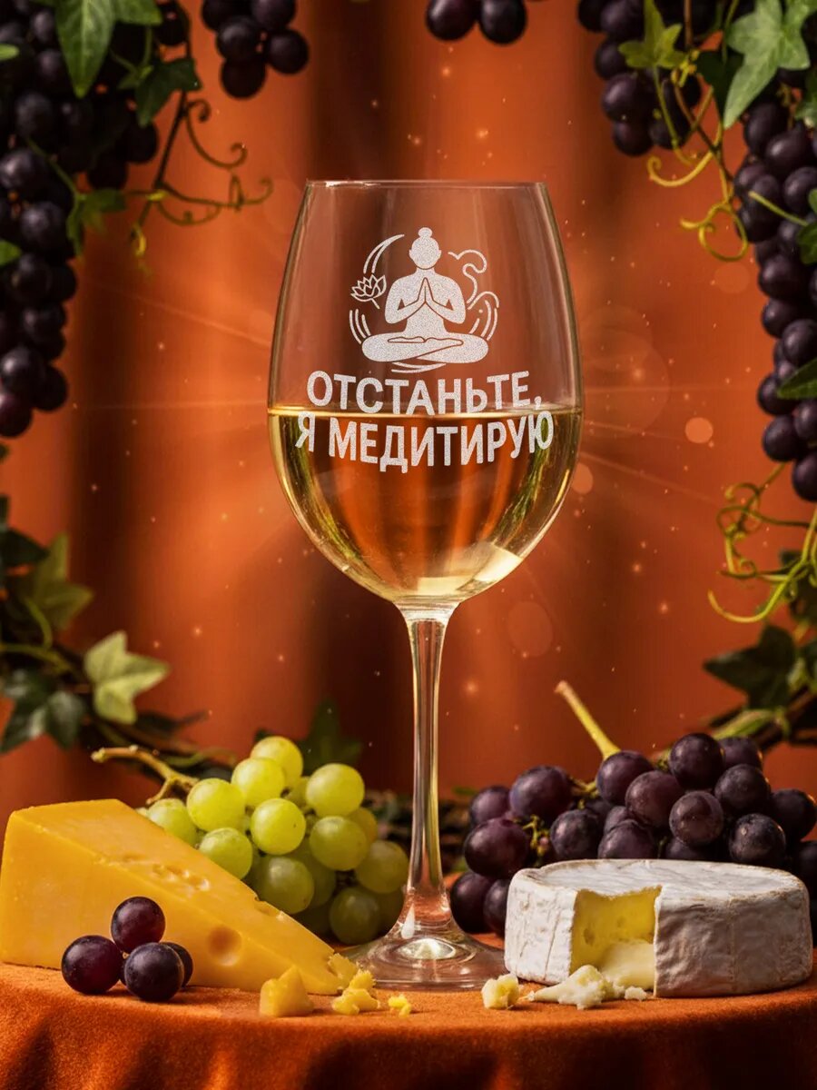 Бокал с надписью отстаньте я медитирую