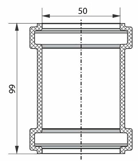 Муфта канализационная РТП d50 мм надвижная