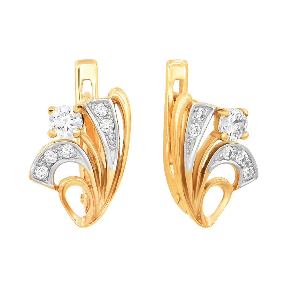Серьги GUDDA, комбинированное золото, 375 проба