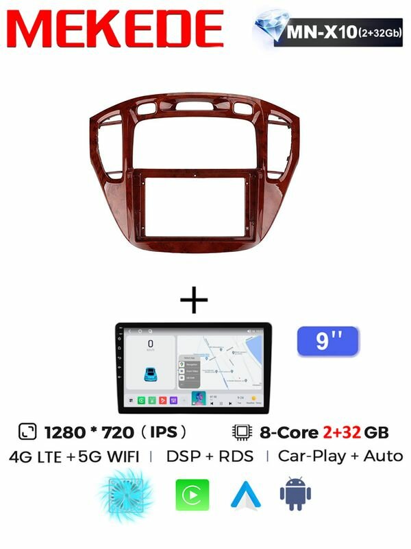Магнитола 9" Mekede MN X10 Pro 2/32 Gb Toyota Highlander 1 XU20 2001-2007 carplay
