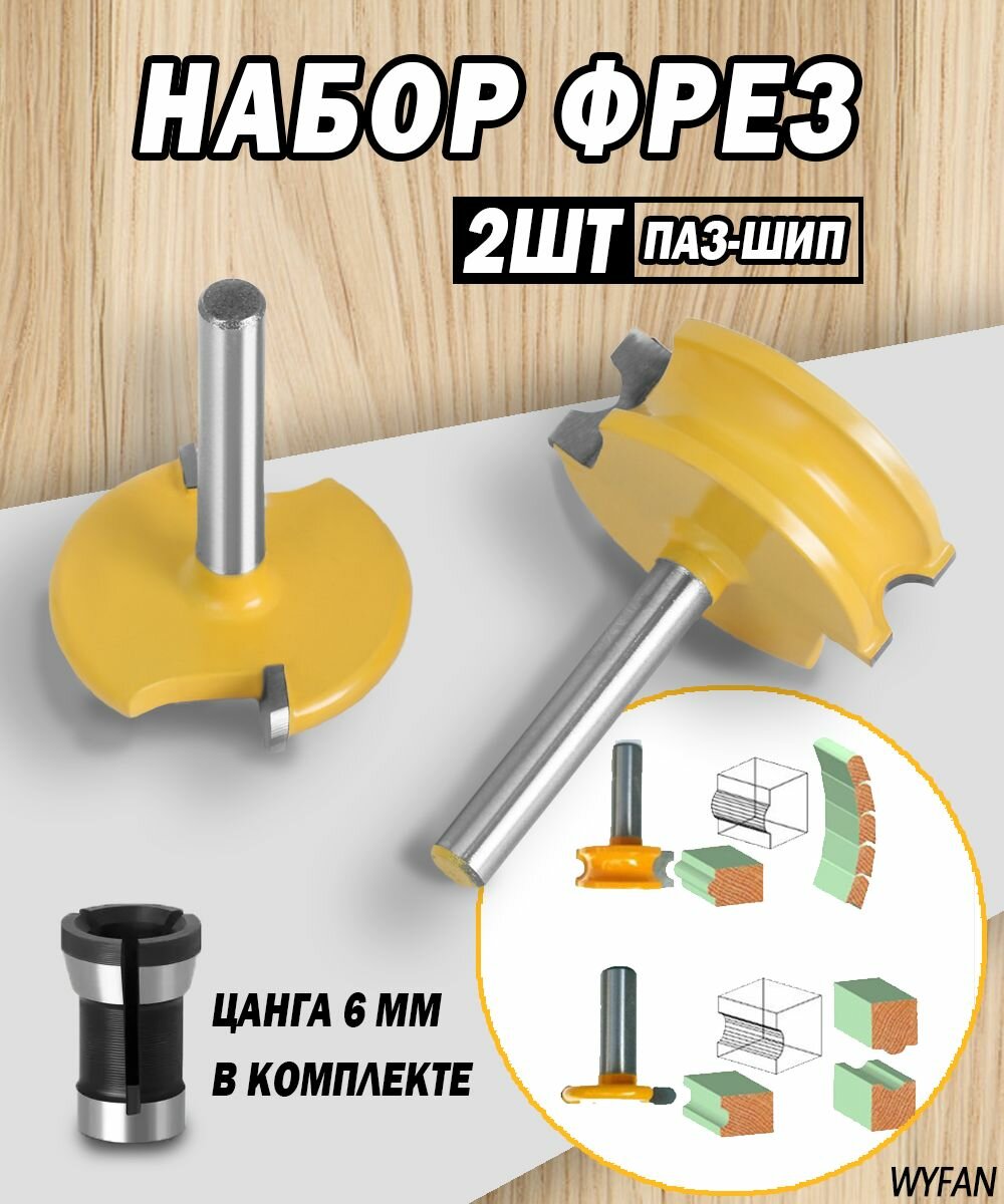 Набор фрез паз-шип 2 шт для изготовления вагонки
