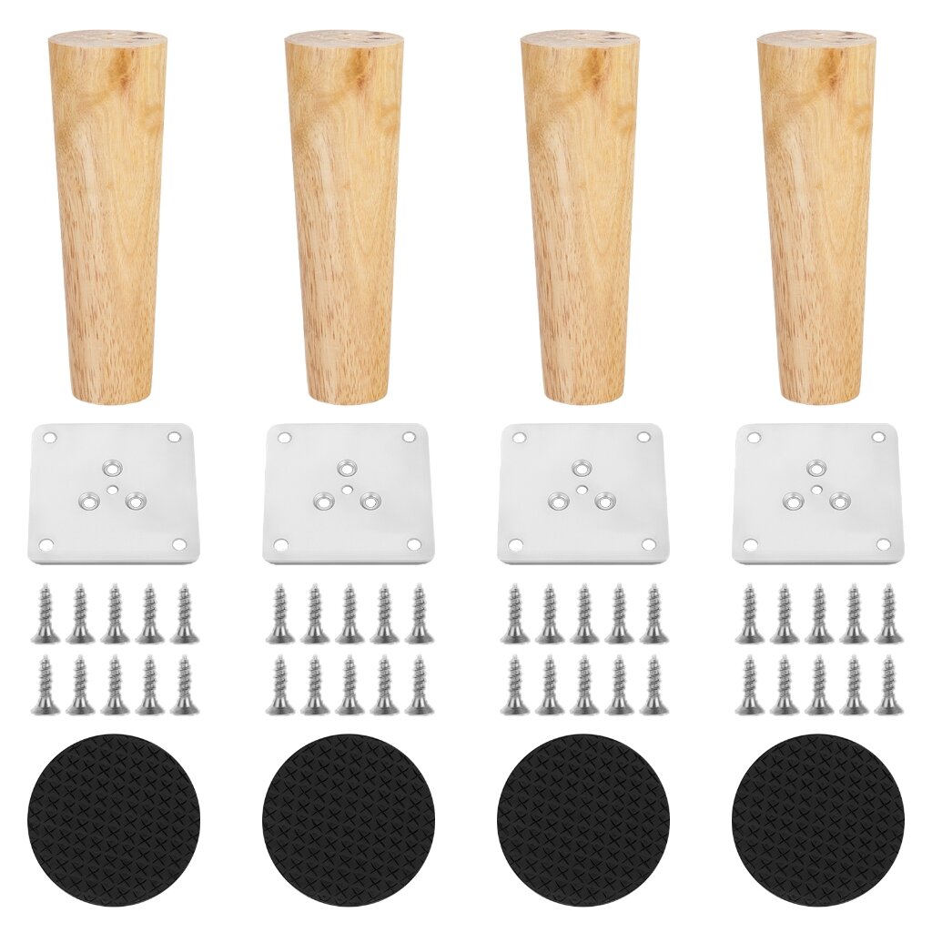 4 комплекта аксессуаров для ножек шкафа из массива дерева-15 см-прямые