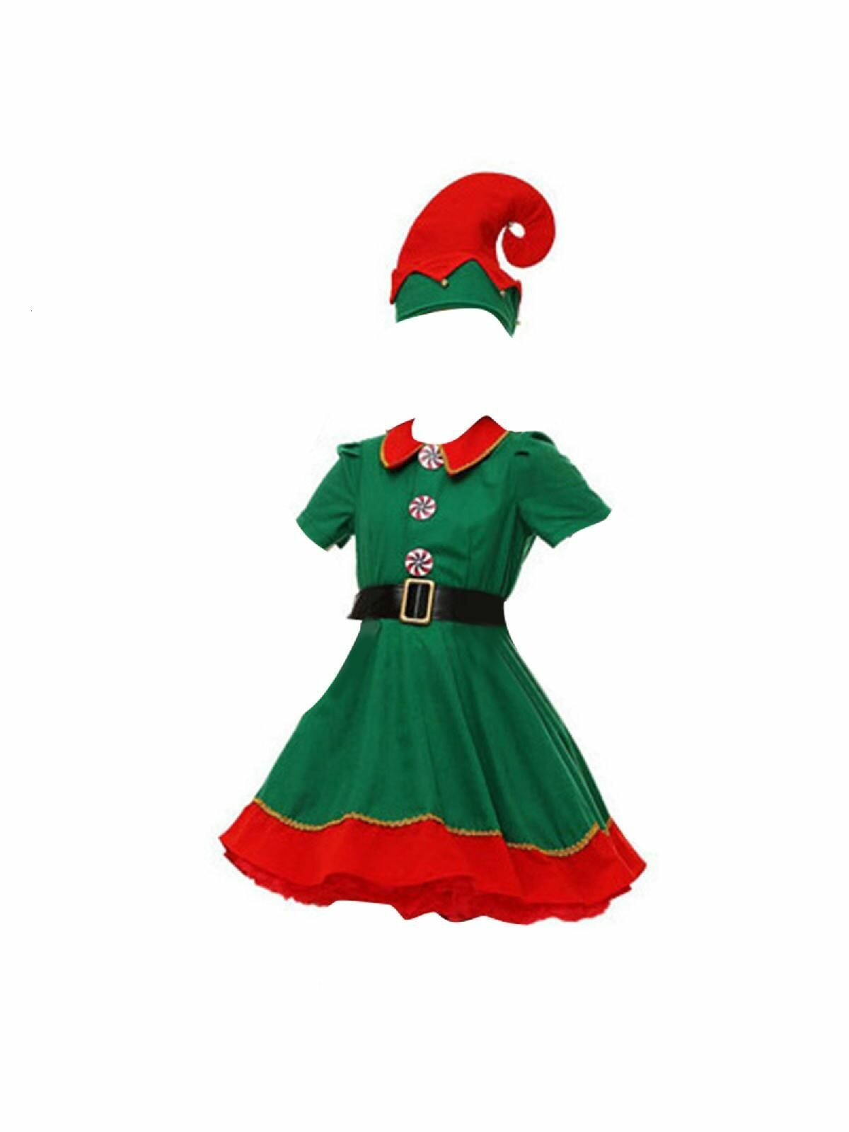 Костюм рождественского эльфа для взрослых и детей, Женский - 110