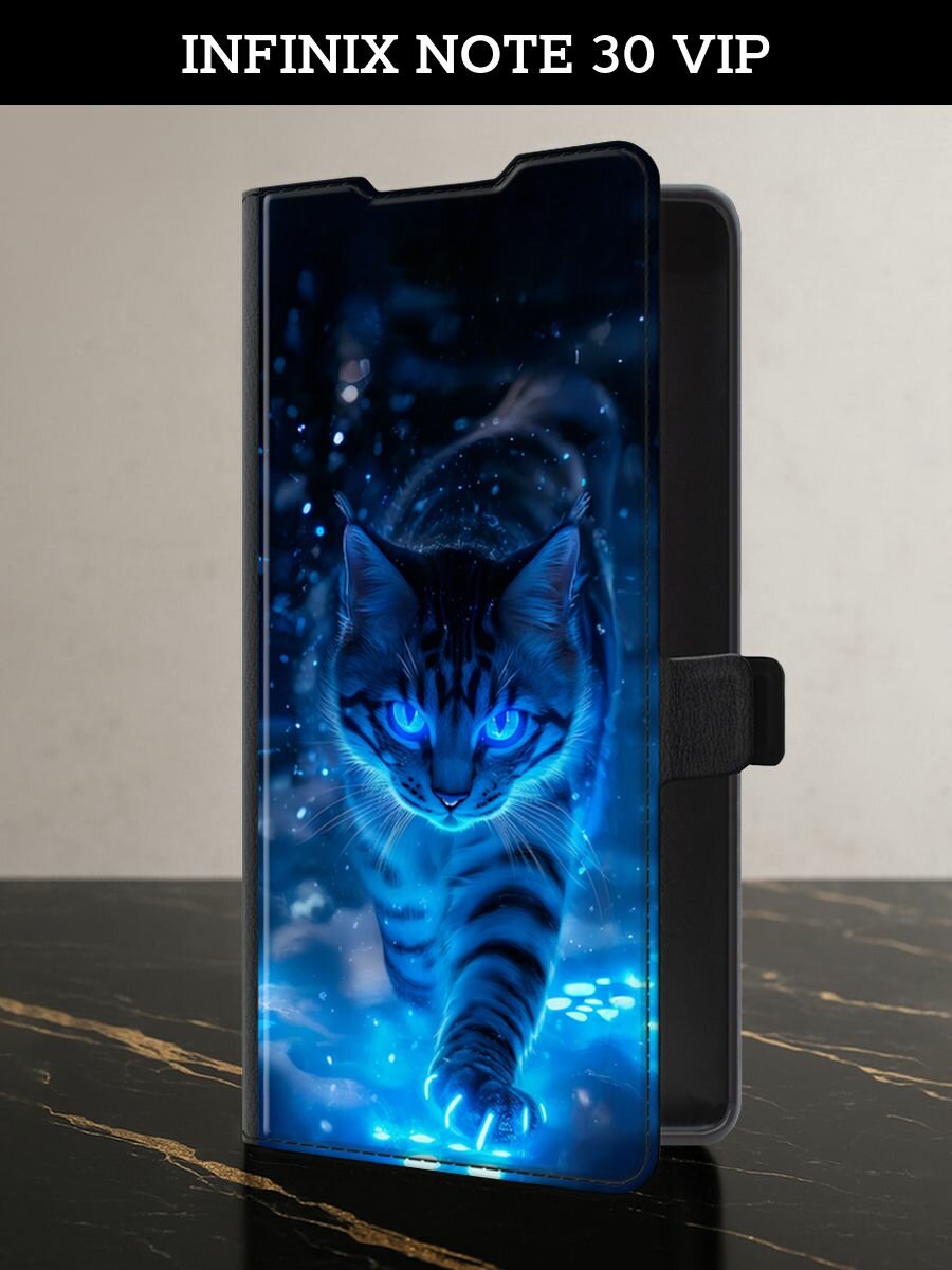 Чехол-книжка на Infinix Note 30 VIP (Инфиникс Нот 30 VIP) с картой кот