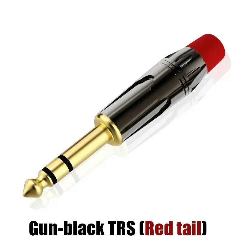 Аудиоразъем 1/4 дюйма (6,35 мм) моно/стерео, позолоченный штекер Pack of 1, TRS Black-Red tail