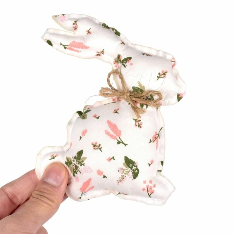 Пасхальное Украшение из ткани с Кроликом-Цветок Груши на Белом фоне
