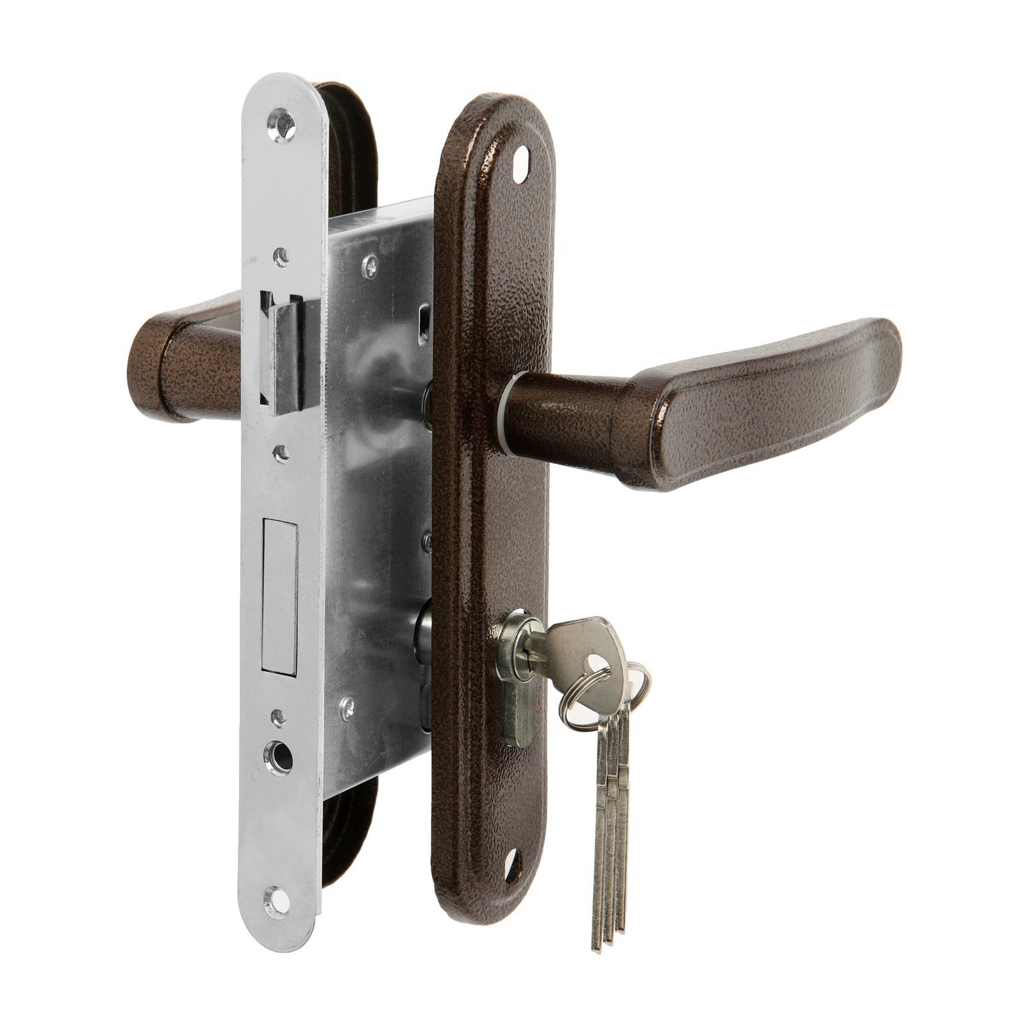 Замок врезной LOCKLAND RD008, с ручкой, 1 шт, цвет коричневый