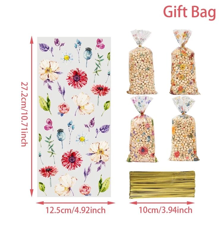 25/50/100 шт. Подарочные пакеты с полевыми цветами и цветочным принтом, декор для вечеринки в честь Дня Рождения, детские сумки для конфет, товары для дня рождения, свадьбы, детского душа, вечеринки