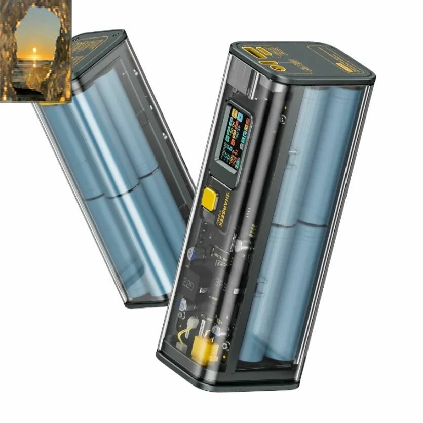 SHARGE STORM2 Прозрачный внешний аккумулятор 100 Вт с функцией быстрой зарядки 25600 мАч Полноцветный смарт-дисплей-