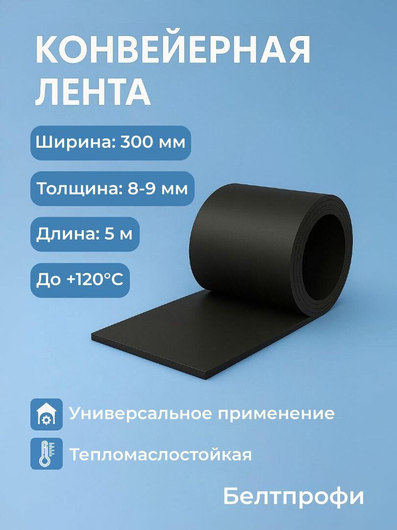 Лента конвейерная (норийная) 300 ЕР500/4 2/2 ОHR 120, ширина 300 мм, толщина 8-9 мм, длина 5 м, Белтпрофи, 00-00007928