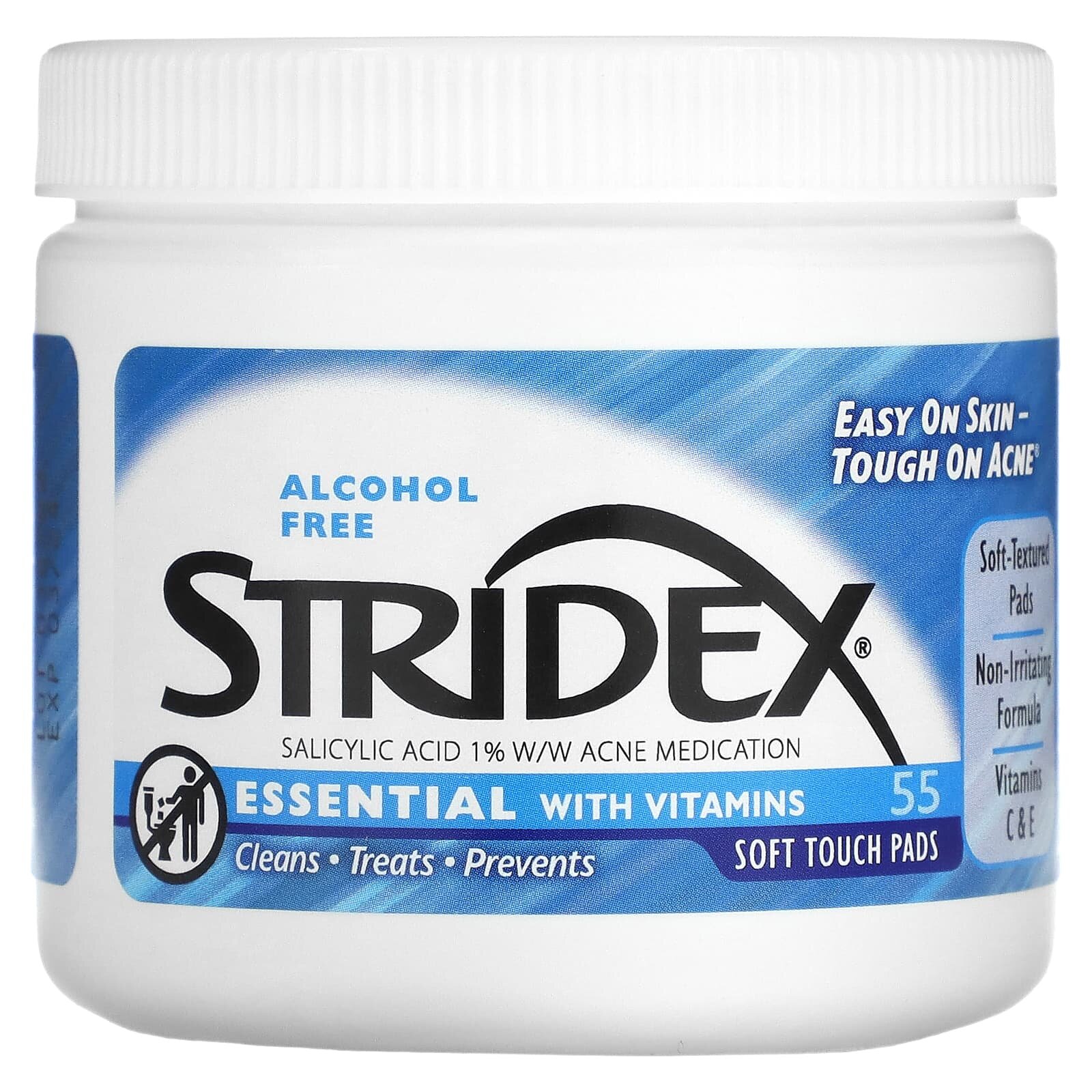 Салфетки для лица Stridex Single-Step Acne Control, без спирта, для проблемной кожи, 55 шт