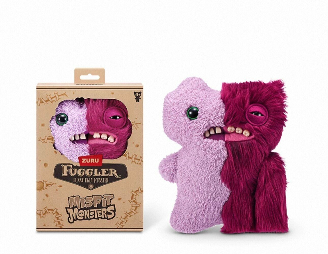 Fuggler игрушка/большая мягкая игрушка zuru fuggler/оригинал/misfit/половинчатые/пополам/розово-фиолетовый