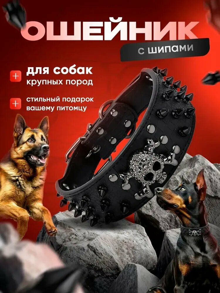 Ошейник с шипами для собак Крупных и Средних пород