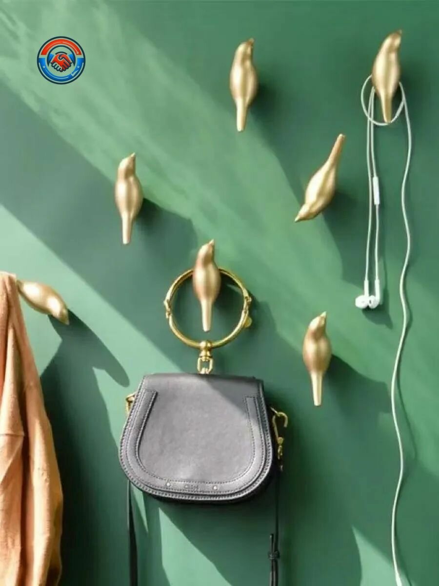 Вешалка настенная-птичка 4.2х3.7х12 см, декоративная настенная вешалка-крючок для одежды и аксессуаров, дизайнерский декор для прихожей, спальни и кухни, варианты металл/керамика/дерево