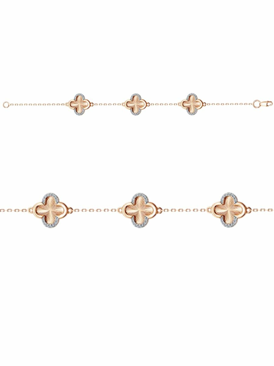 Браслет, красное золото, 585 проба, родирование