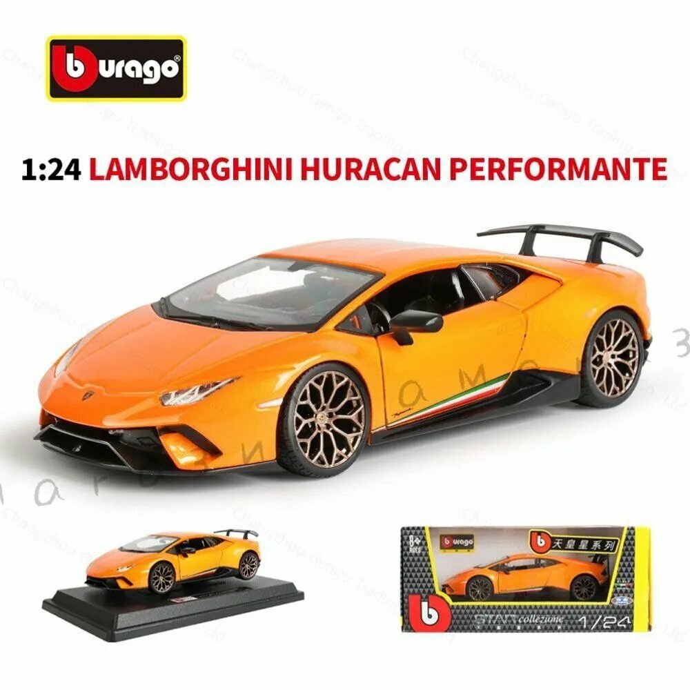 Bburago1:24 Коллекционная модель спортивного автомобиля Lamborghini Huracan Performante, отлитая под давлением