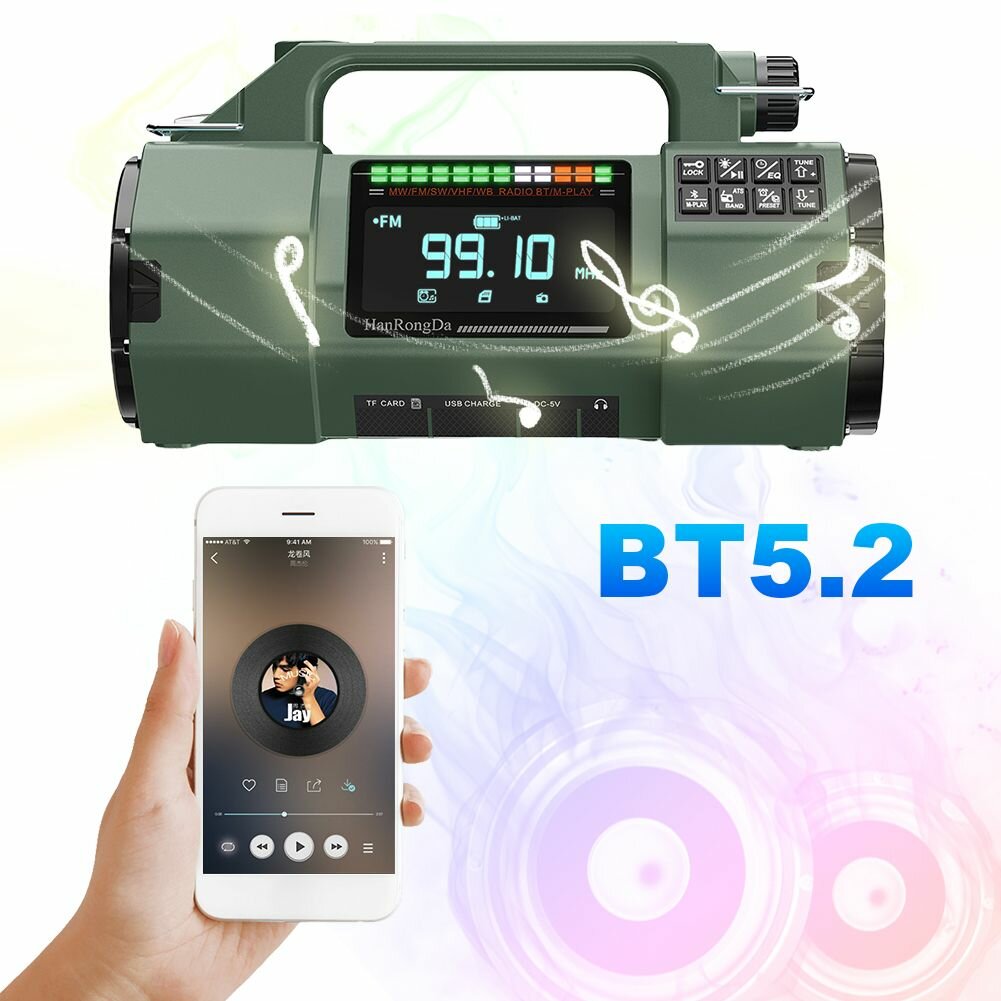 Аварийный ручной радиоприемник Портативное радио FM/ MW/ SW/VHF/WB