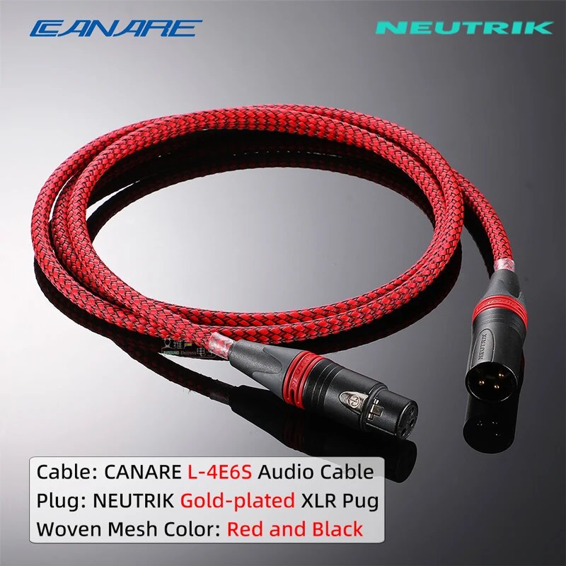 Кабель Canare XLR 3-контактный Red and Black Line, 0.5m