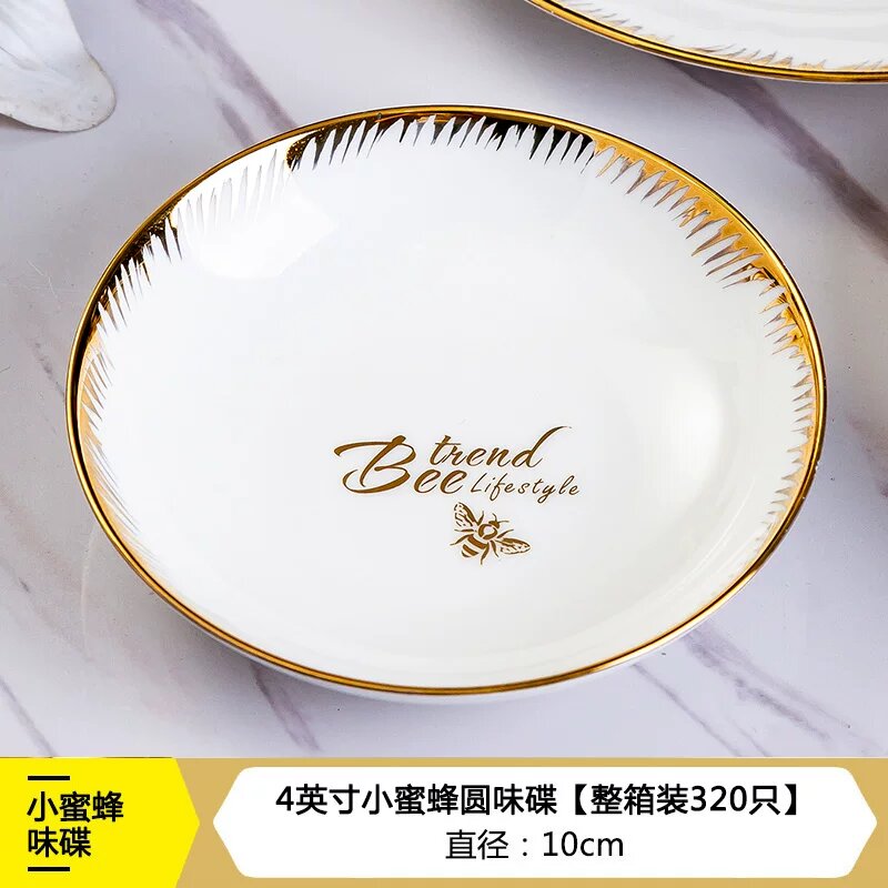 4-дюймовая керамическая круглая тарелка с пчелами для соусов, маленькая посуда для приправ