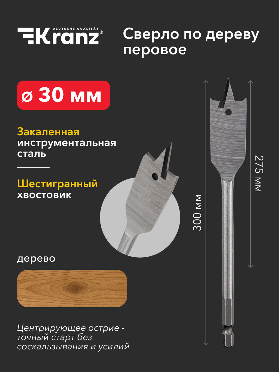 Сверло винтовое спиральное по дереву Kranz / инструмент по ремонту мебели