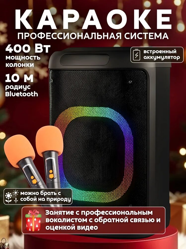 Караоке система с двумя микрофонами, караоке колонка с микрофоном, для всей семьи