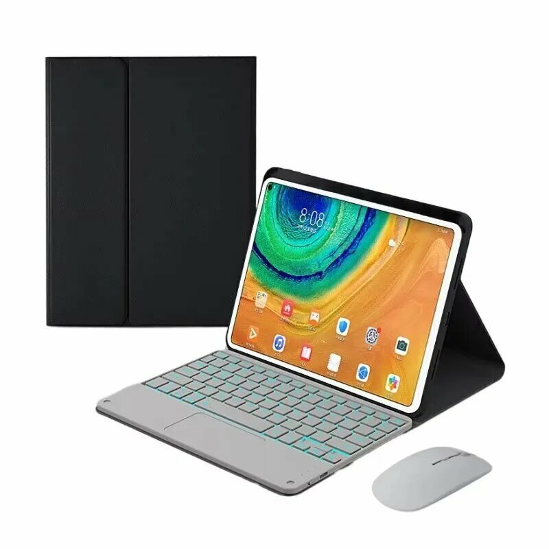 Чехол-клавиатура с подсветкой и тачпадом для POCO PAD 12.1/Redmi Pad Pro 12.1 2024, чехол с английской и русской клавиатурой