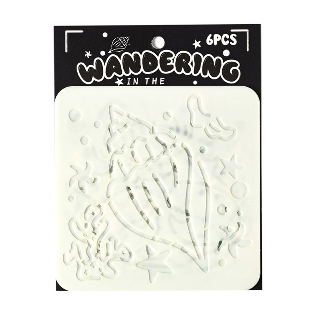 6шт Трафаретов с морскими обитателями Многоразовые прозрачные шаблоны для рисования домашних животных для рисования поделок, настенного искусства и украшения дома