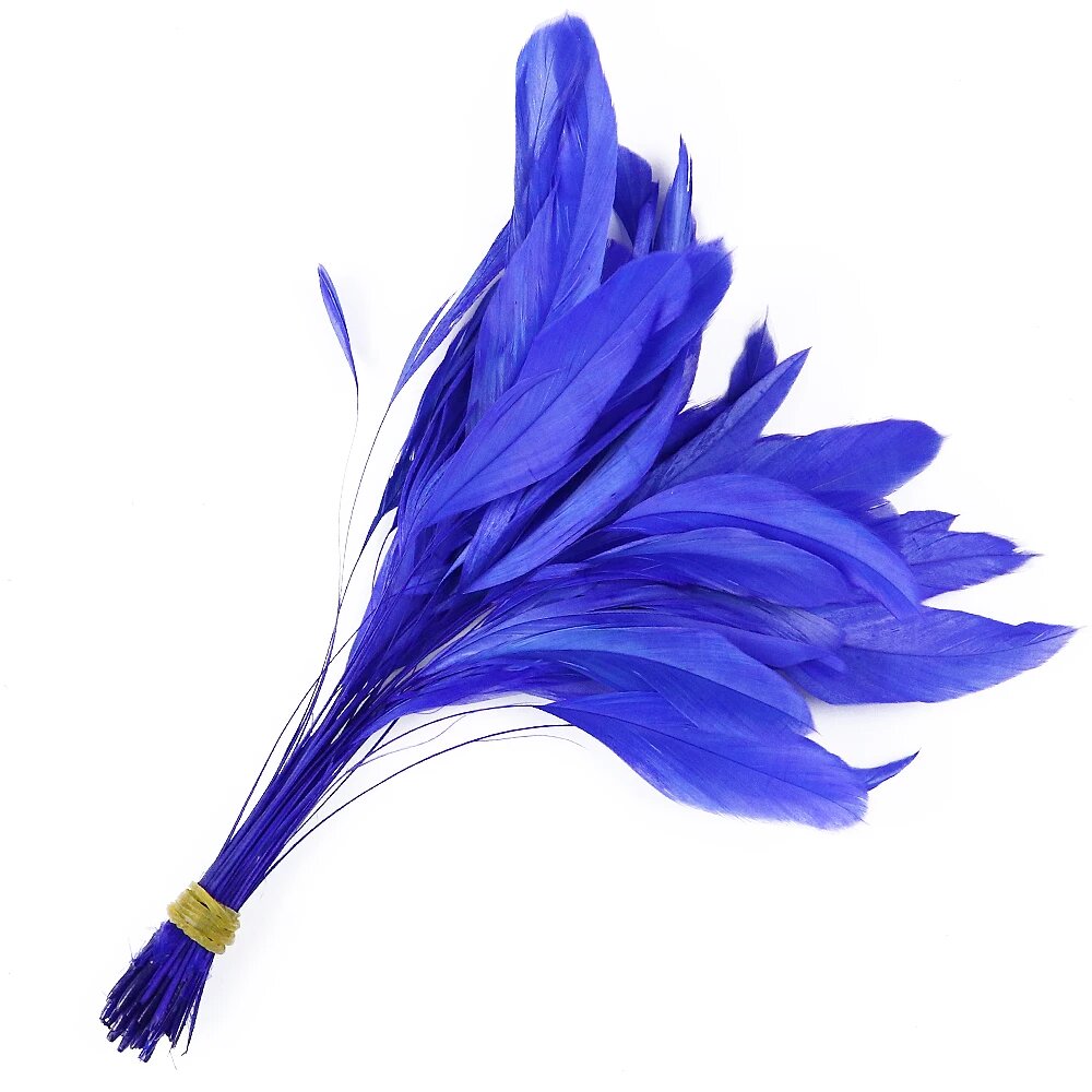 Синие петушиные перья для декора, 50 шт, royal blue