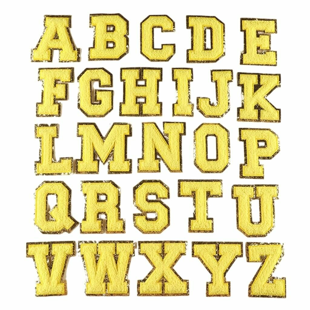 Набор аппликаций из 26 букв для вышивки, Желтый