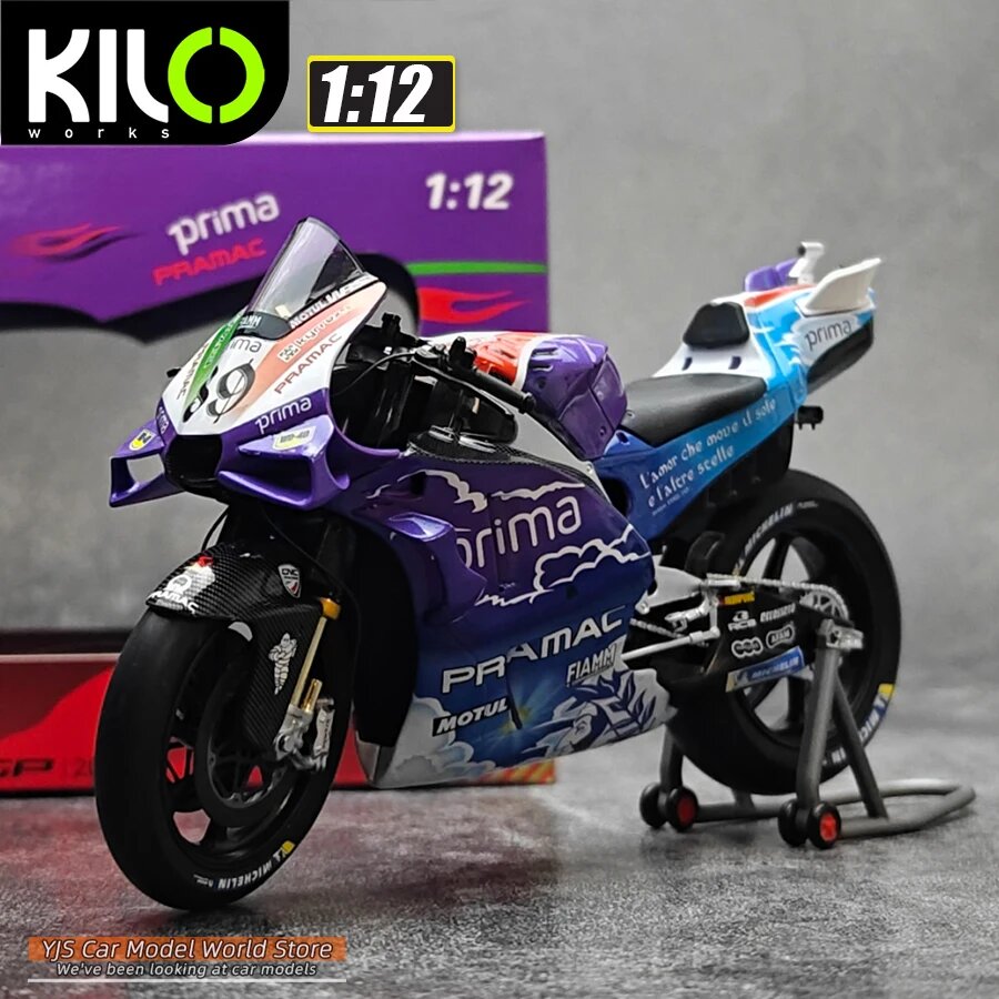Металлическая модель мотоцикла KILOworks Prima Pramac Racing GP23 GP24 1:12