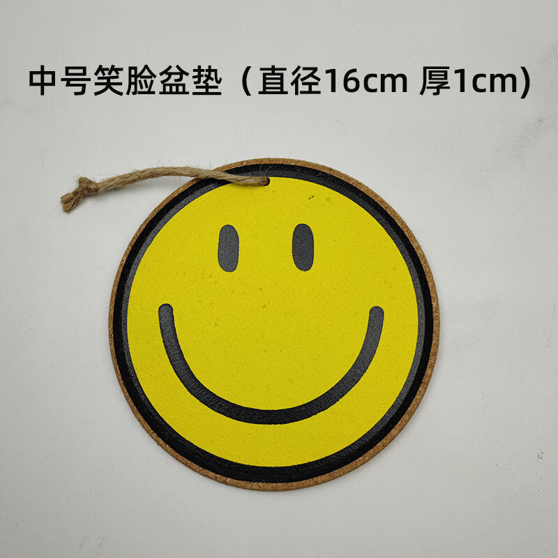 Мультфильм Смайлик Круглый теплоизоляционный коврик Деревянный коврик для подставок Коврик для стола Пробковая