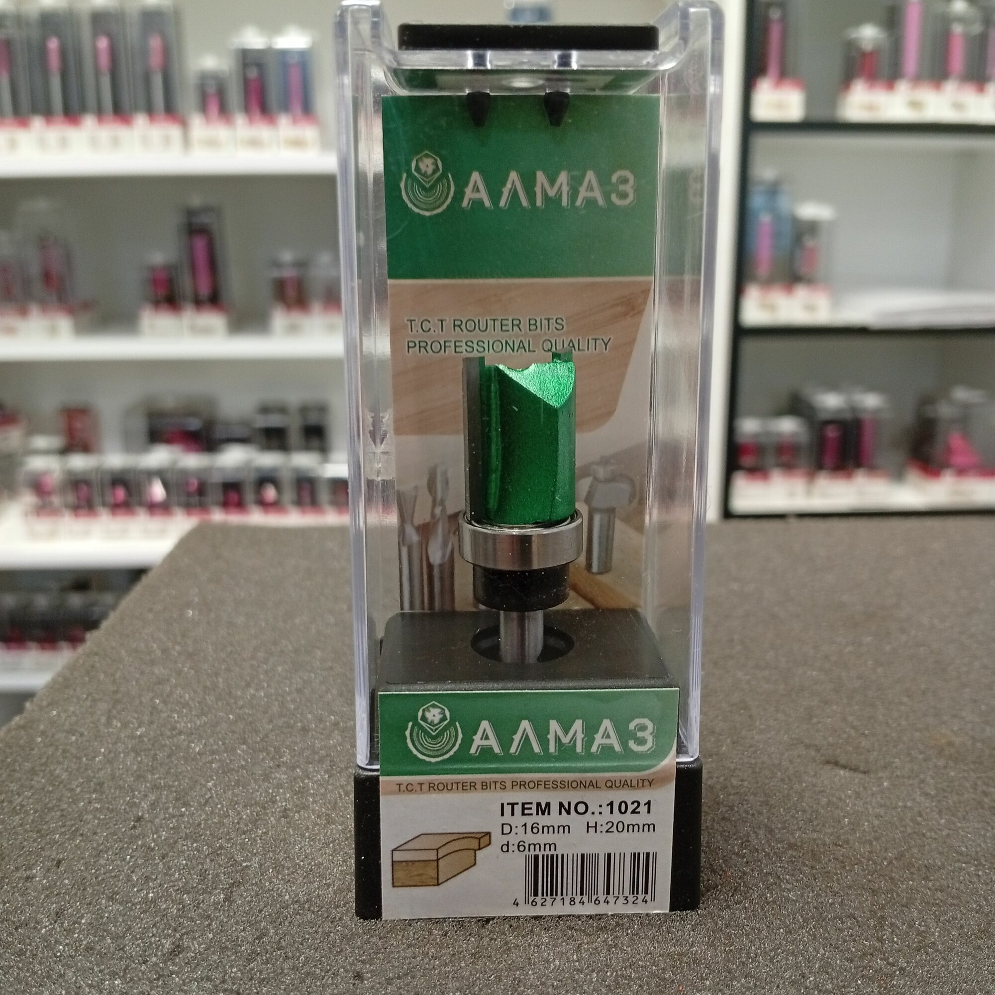 Фреза обгонная с верхним подшипником Алмаз 1021 D:16mm I:20mm d:6mm