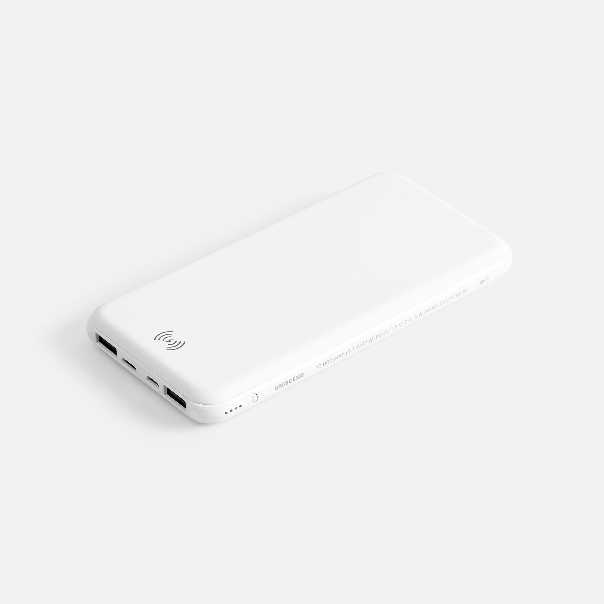 Беспроводная зарядка для телефона в автомобиль power bank 10000 мАч Uniscend, белый подарок мужчине парню папе