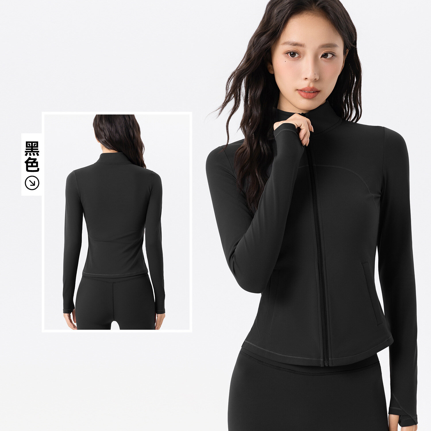 Осенне-зимняя одежда для йоги на флисовой подкладке Узкая теплая женская одежда с карманами Одежда для фитнеса с длинным рукавом Короткая куртка для йоги для бега на открытом воздухе