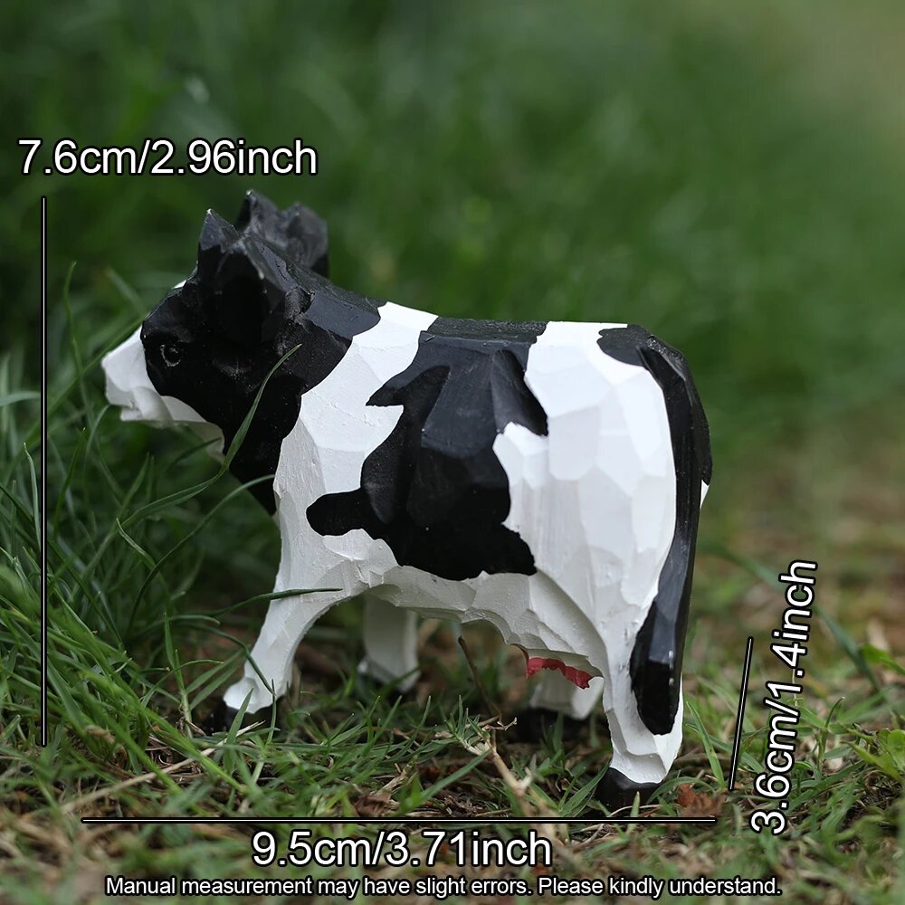 Деревянная фигурка коровы ручной работы - Декор сельскохозяйственных животных для дома/офиса, милая скульптура крупного рогатого скота, подарок для любителей животных