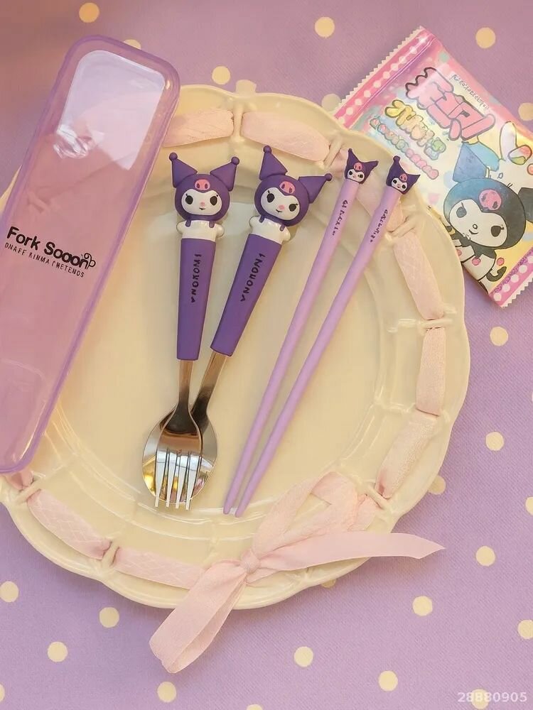 Набор вилка и ложка для салата 4 предм. фиолетовый