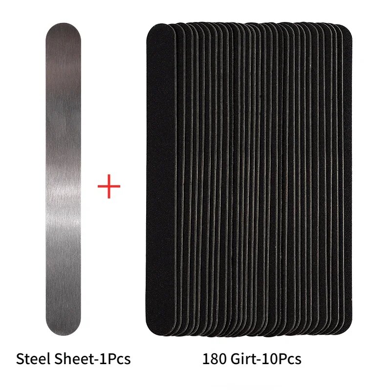 Пилочки для ногтей 180 Grit, 10 шт + стальной лист