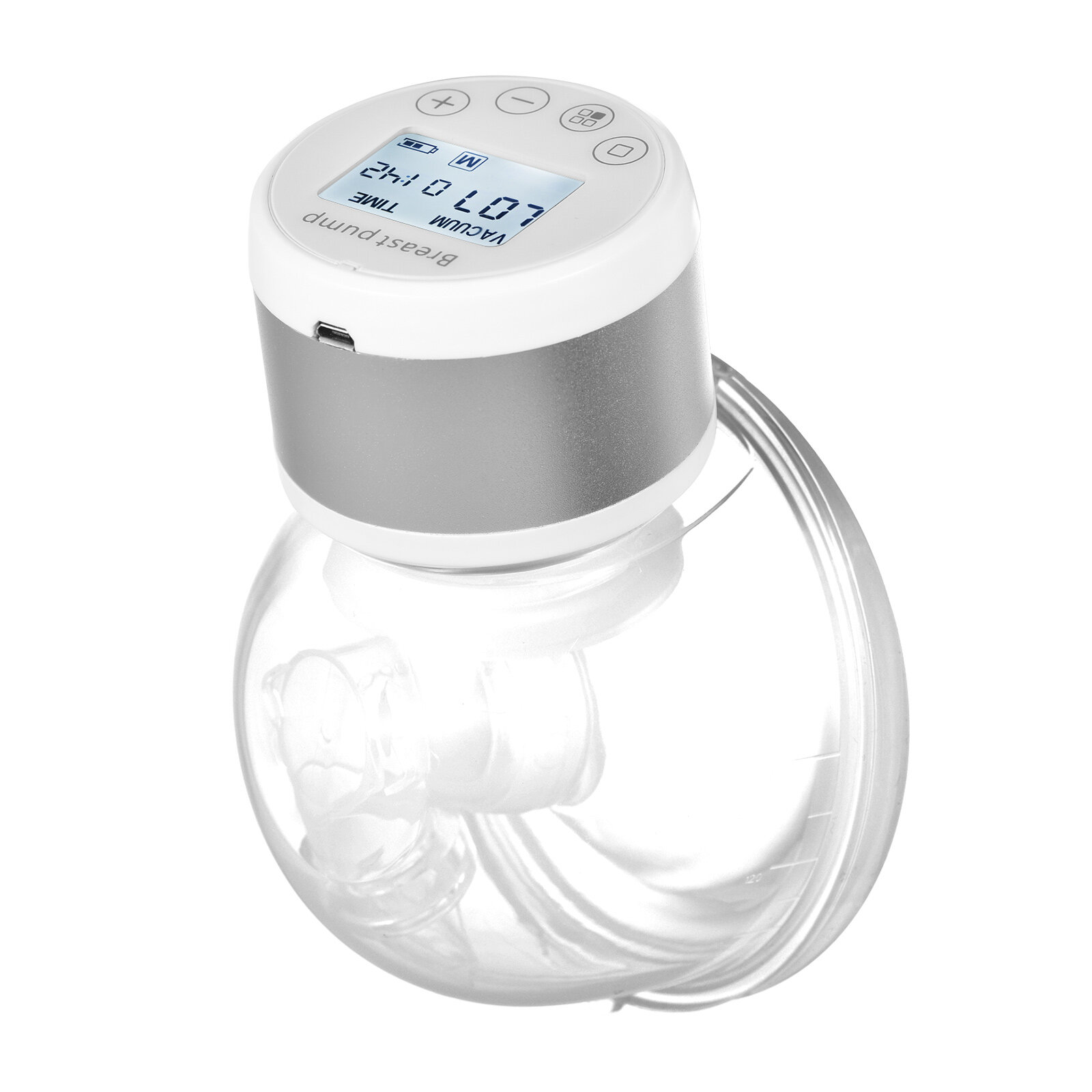 Электрический молокоотсос Wearable Invisible Hands портативный бесшумный 3 режима 9 уровней всасывания с LED экраном 24mm фланец белый PP ABS силикон 1200mAh 16.5*12*7cm 257g для дома офиса путешествий