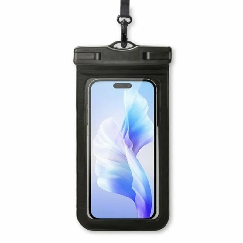 (1шт) Водонепроницаемая сумка для мобильного телефона, сенсорный экран, прозрачный водолазный костюм, подходит для защиты от плавания, дрейфа, пыли и дождя-черный