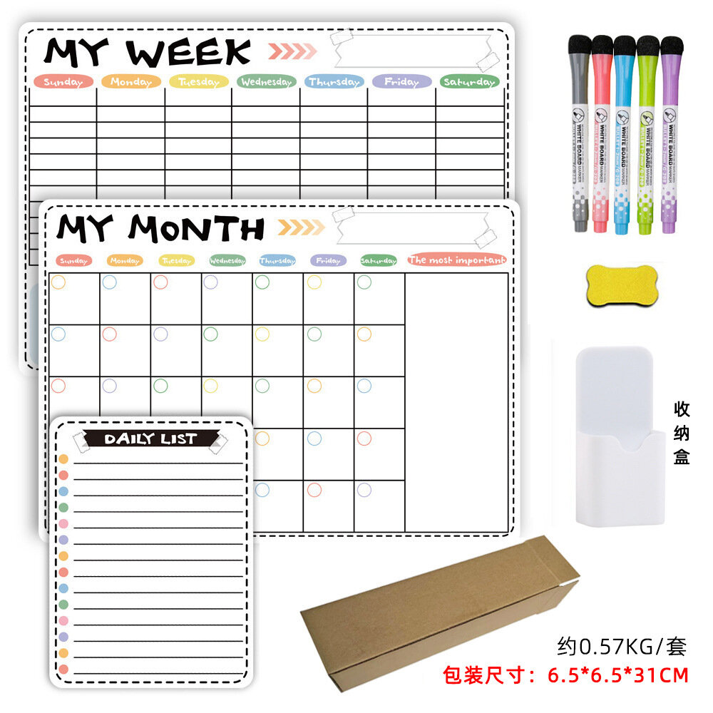 Магнитный планировщик на заказ, мягкая белая доска, магнитный календарь для холодильника, немецкий, испанский, съемный магнитный стикер для сообщений