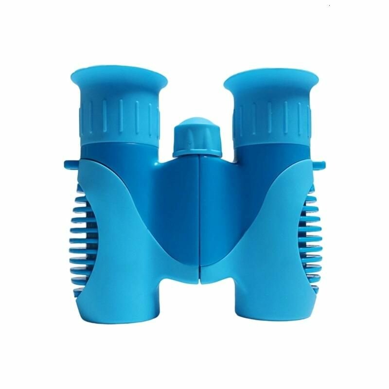 Детские бинокли с 8-кратным увеличением, складной дизайн, регулируемая фокусировка, пластиковая текстура, для наблюдения за птицами и походов, Синий