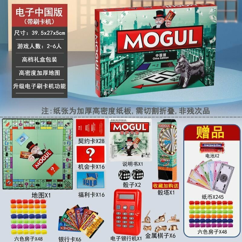 Официальная карточная игра Монополия, большая версия, китайская версия, экстра-большая настольная игра для детей и взрослых, магнат недвижимости
