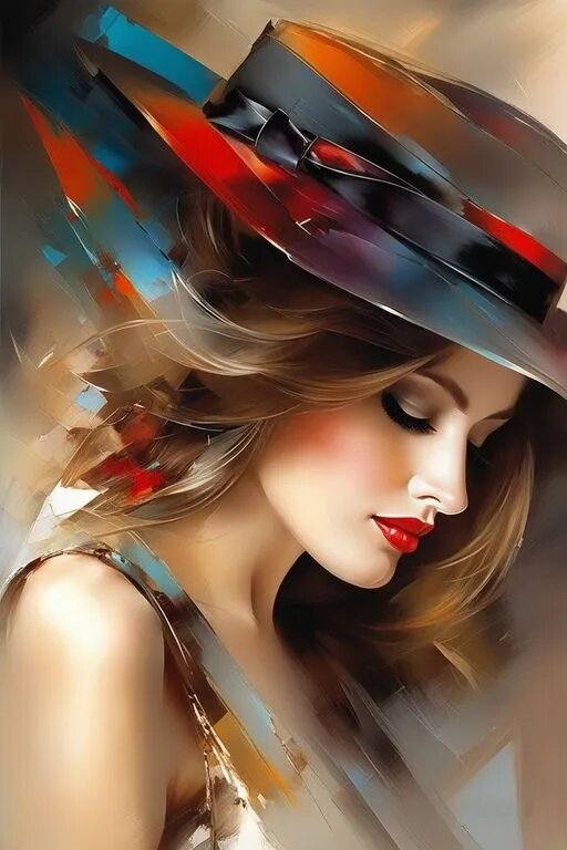 Алмазная Мозаика "Девушка В Шляпе" 40х50 См Алмазная Вышивка / Картина Стразами Подарков / Украшения