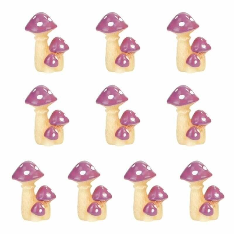 10 штук грибов из смолы для украшения сада и улицы, миниатюрные поделки и украшения для торта, - 16