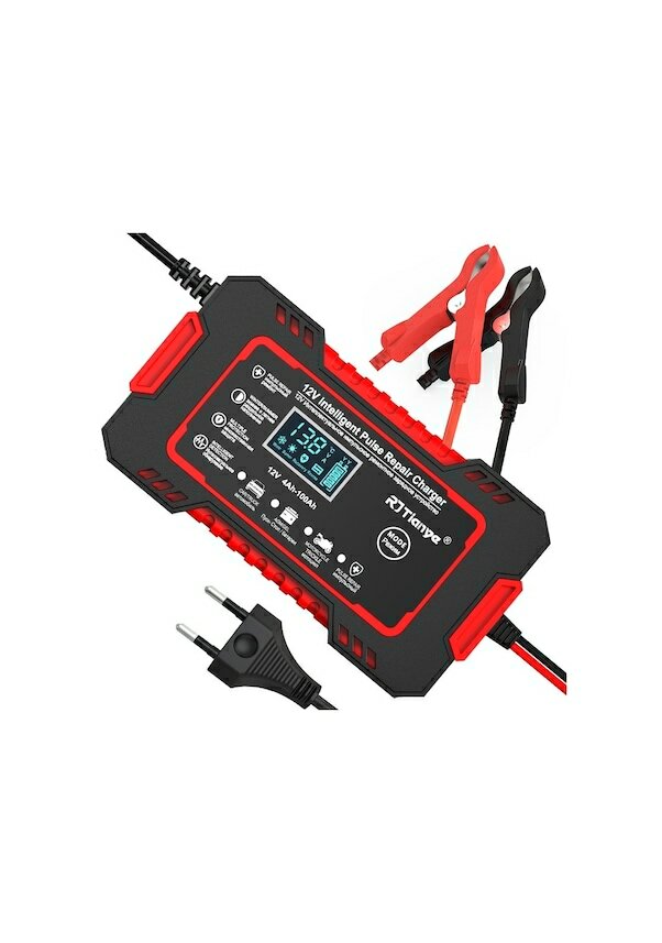 Зарядное устройство для аккумуляторов мотоциклов и автомобилей 12V 6A Умное универсальное сервисное для свинцово-кислотных аккумуляторов RJ-C 120501A с длиной кабеля выхода 65см и входа 90см, входным напряжением AC 110-220V (50-60Hz), выходным